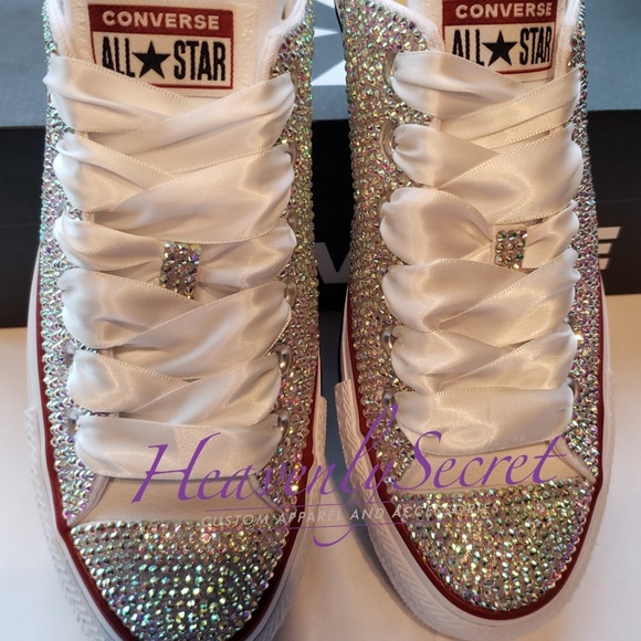 Converse | Shoes | Custom Blinged Low Top Classic White Converse | Poshmark